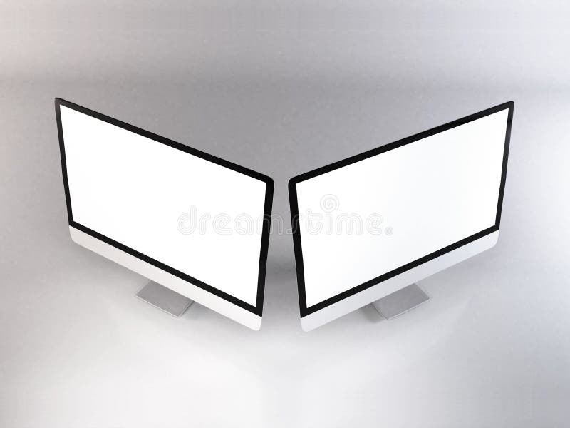 Realistic Personal Computer Mockup Template Scene Stock Illustration ...