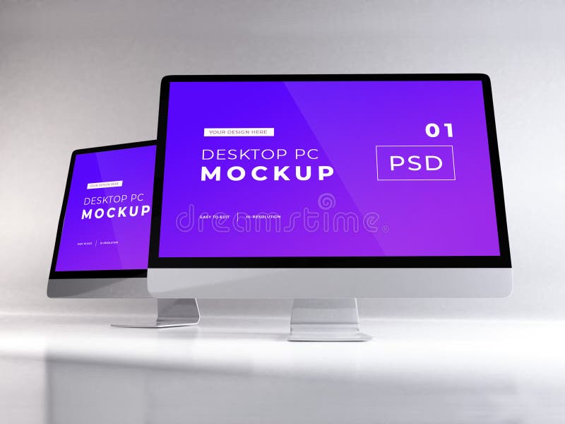 Realistic Personal Computer Mockup Template Scene Stock Illustration ...