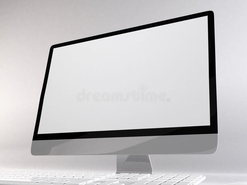 Realistic Personal Computer Mockup Template Scene Stock Illustration ...