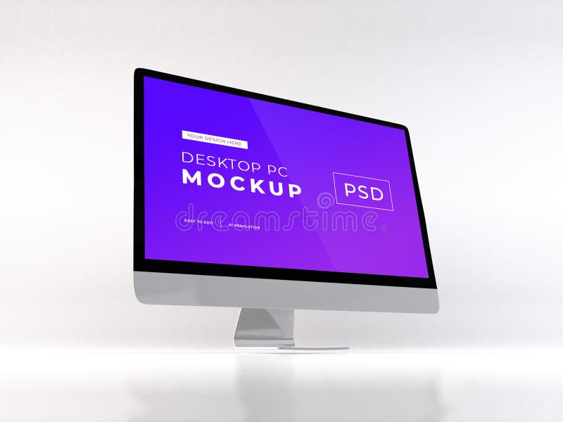 Realistic Personal Computer Mockup Template Scene Stock Illustration ...
