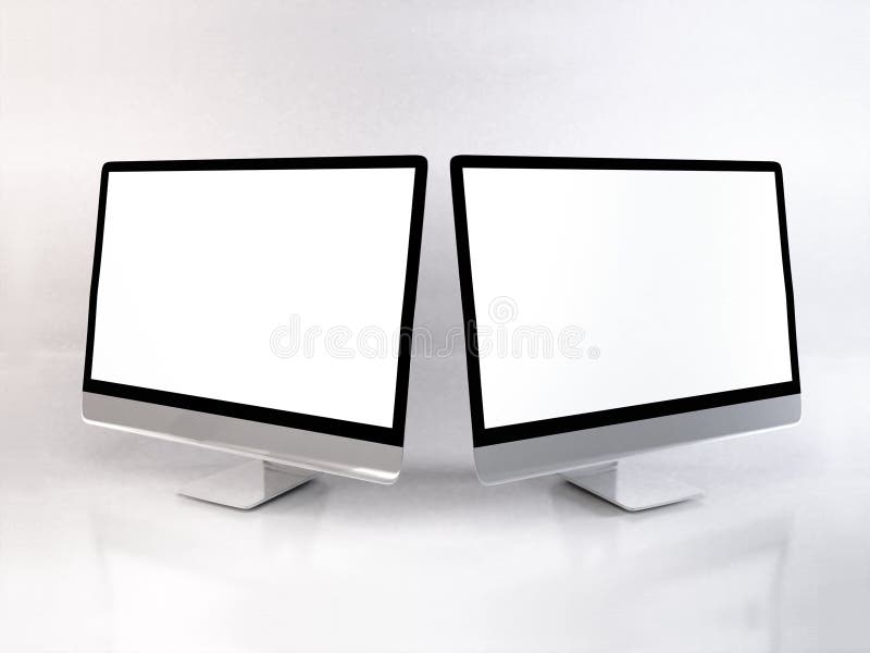 Realistic Personal Computer Mockup Template Scene Stock Illustration ...