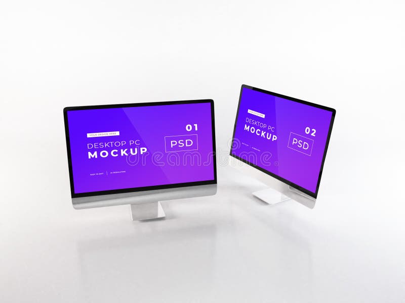 Realistic Personal Computer Mockup Template Scene Stock Illustration ...