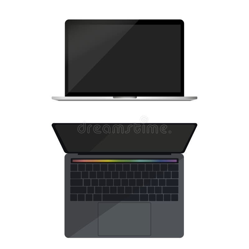 Realistic Perspective Front Laptop with Keyboard Isolated Incline 90 ...
