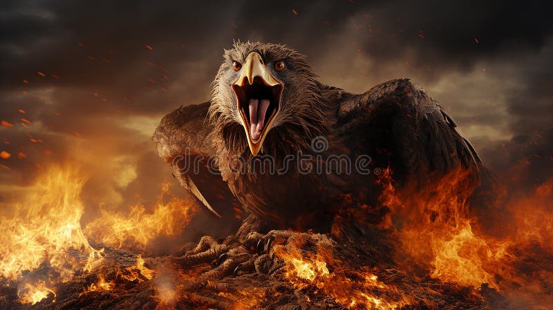 Realistic Phoenix Painting with Skyline, Desert Landscape, and Sunset ...