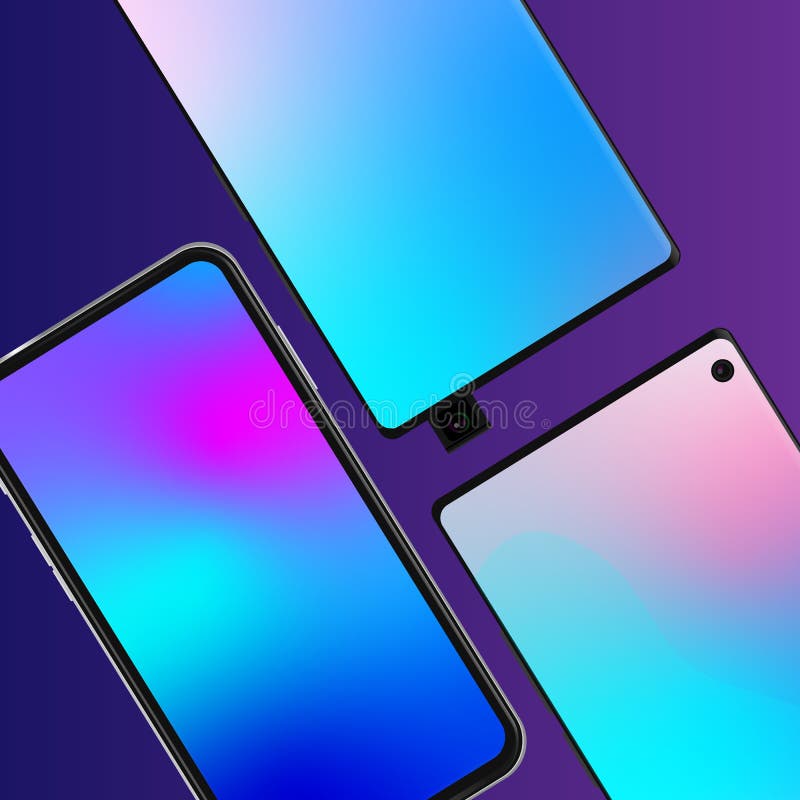 Realistic Phone Screen Template No Notch Front View Smart-phone Mobile ...