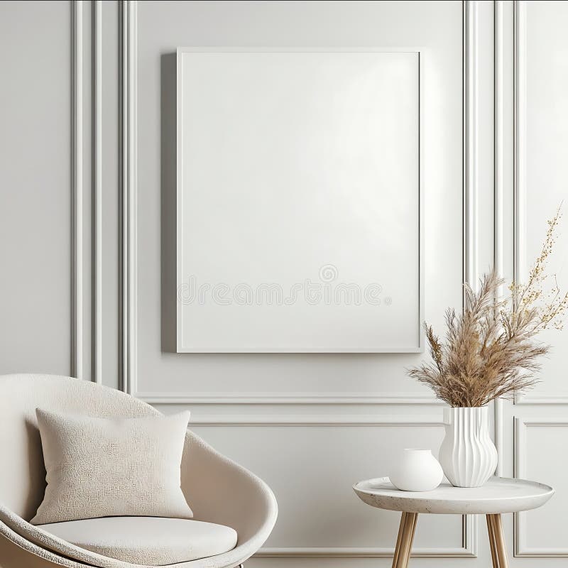 Realistic Photo of a Blank 34 Ratio Photo Frame on a Wall Seen from ...