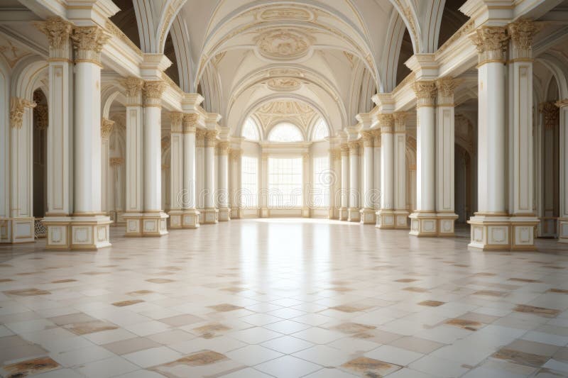 Realistic Photo of Bright Palace Hall with Big Windows and Light Hall ...
