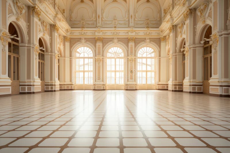 Realistic Photo of Bright Palace Hall with Big Windows and Light Hall ...
