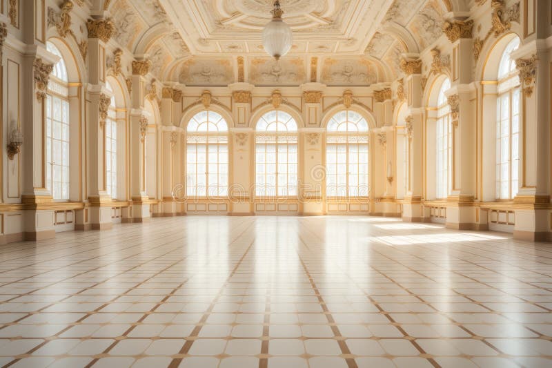 Realistic Photo of Bright Palace Hall with Big Windows and Light Hall ...