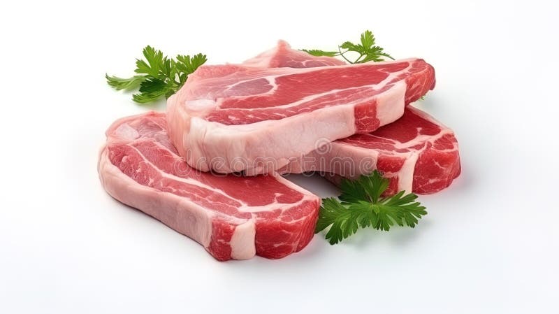 Realistic Photo Featuring Pork Meat on a Clean White Backdrop Stock ...