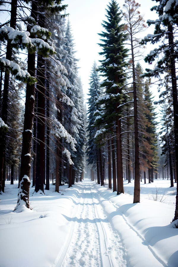 Realistic Photo Landscape of Winter Snow Forest Stock Illustration ...