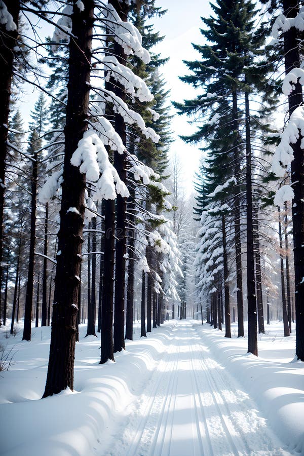 Realistic Photo Landscape of Winter Snow Forest Stock Illustration ...