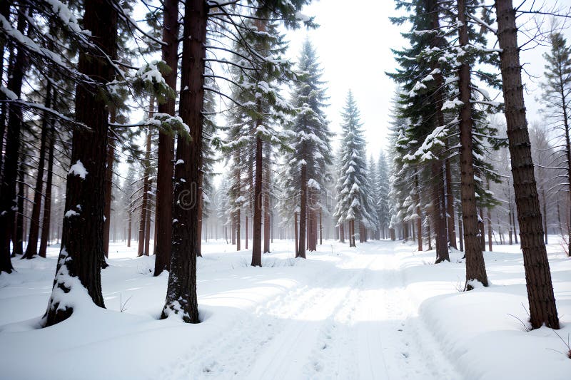 Realistic Photo Landscape of Winter Snow Forest Stock Illustration ...