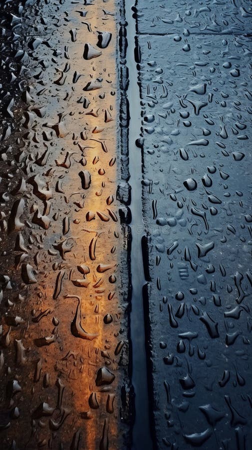 Realistic Photo of Rain Drops on the Road Generative AI Stock ...