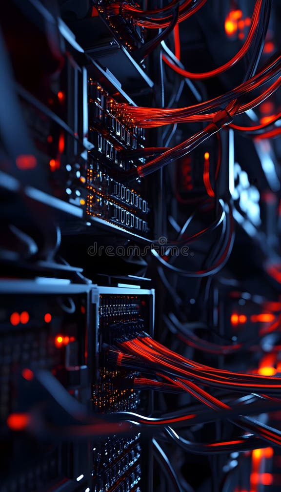 Realistic Photo Scene of a Computer Network Optical Grid Stock ...