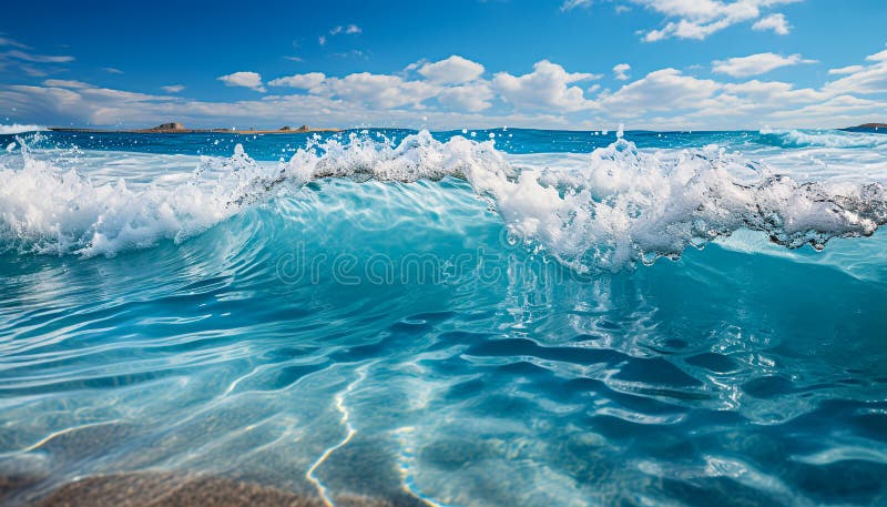 Realistic Photo of Sea Waves of Clean Sea Generative AI Stock ...