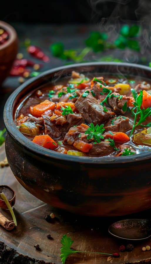 Realistic Photo of Stew Being Cooked in a Deep Pan, Culinary Concept ...