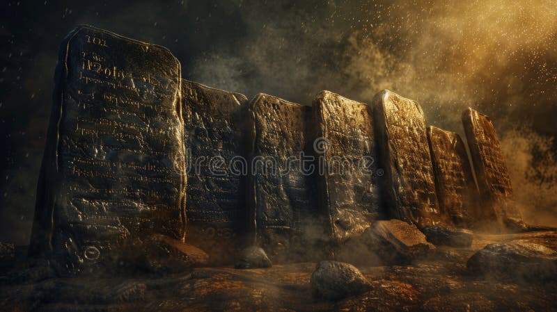 Realistic Photo Ten Commandments Stone Tablets from Exodus Testimony ...