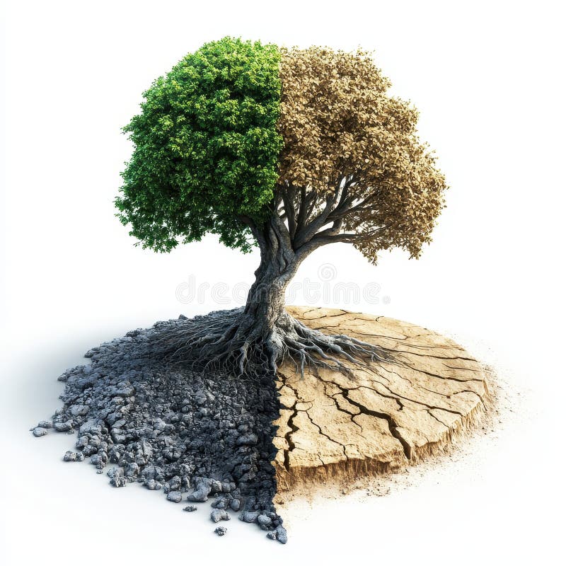 Realistic Photo of a Tree with Visible Roots and Soil Demonstrating ...