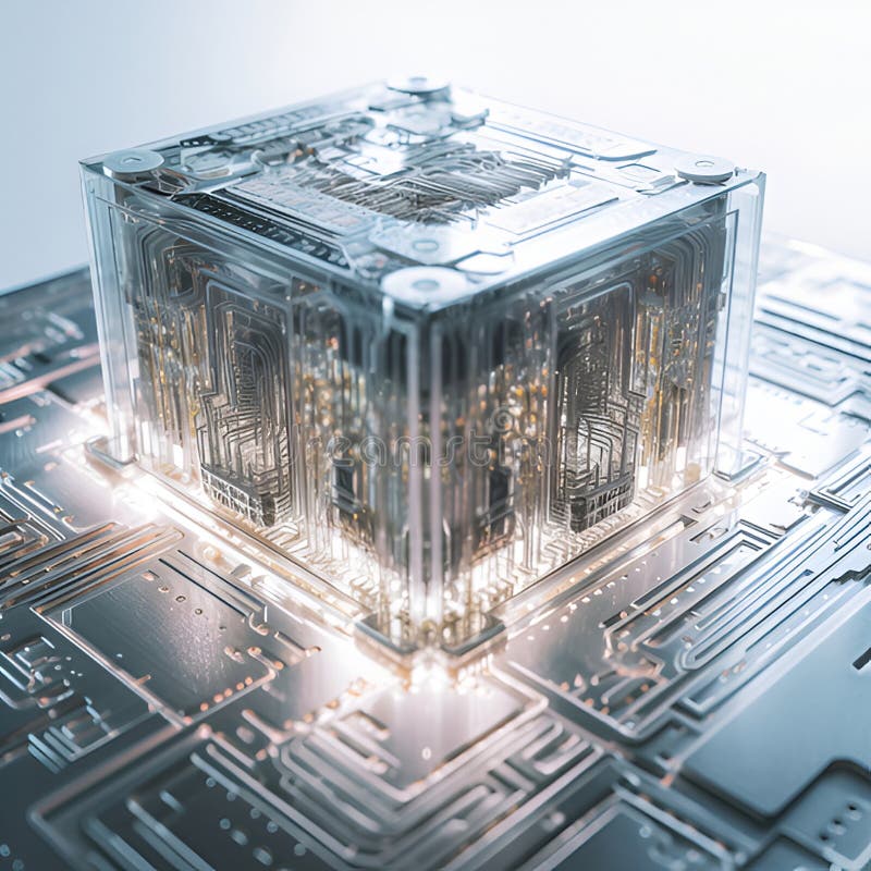 Realistic Processor Microcircuit, Cpu on the Motherboard. Modern Trendy ...