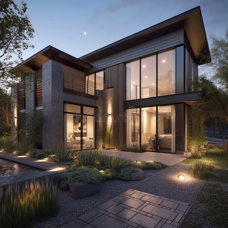 A Realistic Photograph of Beautiful Home Image of Evening Generative AI ...