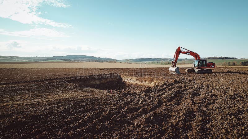 Excavator in an Open Field: Ready for Construction. Generative AI Stock ...