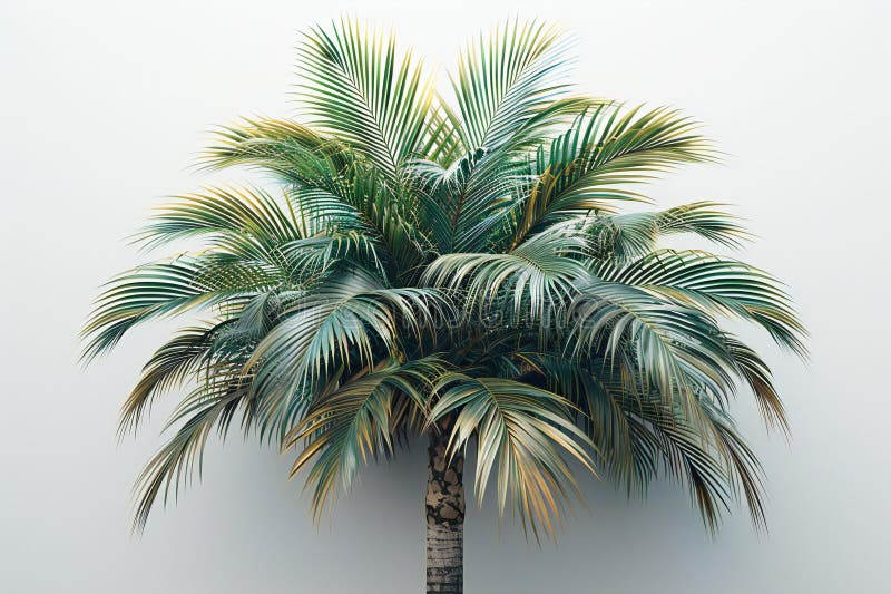 Realistic Photograph of an Entire Small Palm Tree Against a Solid Stark ...