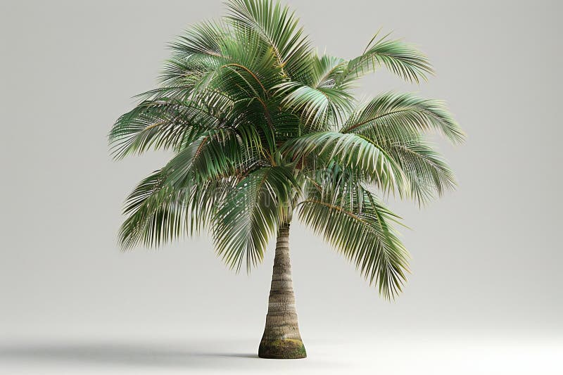 Realistic Photograph of an Entire Small Palm Tree Against a Solid Stark ...