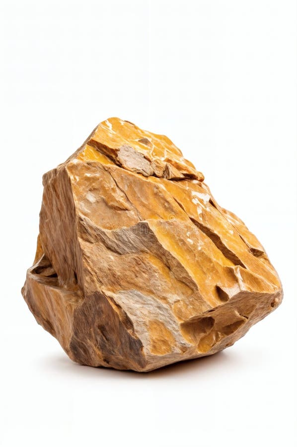 Realistic Photograph of a Sandstone Rock in Yellow Tones, Isolated on a ...