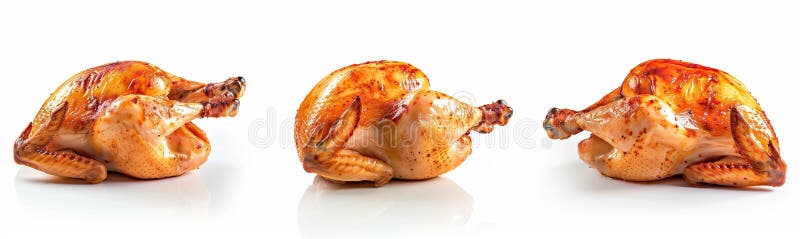 Realistic Photograph of Three Complete Grilled Chicken Isolated, Solid ...