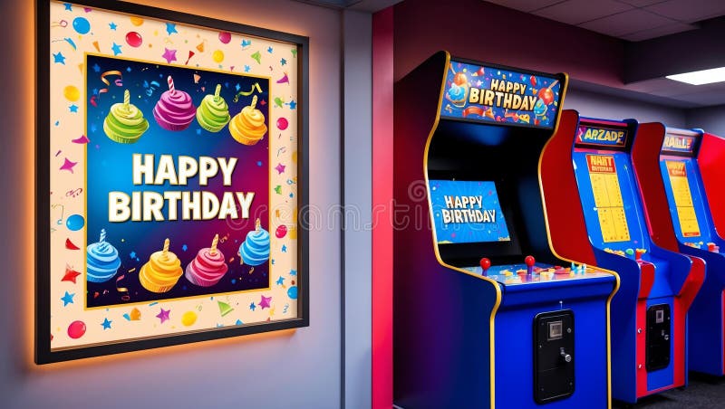 Realistic Photography of a Birthday in a Arcade only O Ai Generated ...