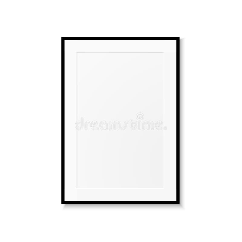 Realistic Picture Frame with Black Border and Shadow. Isolated on White ...
