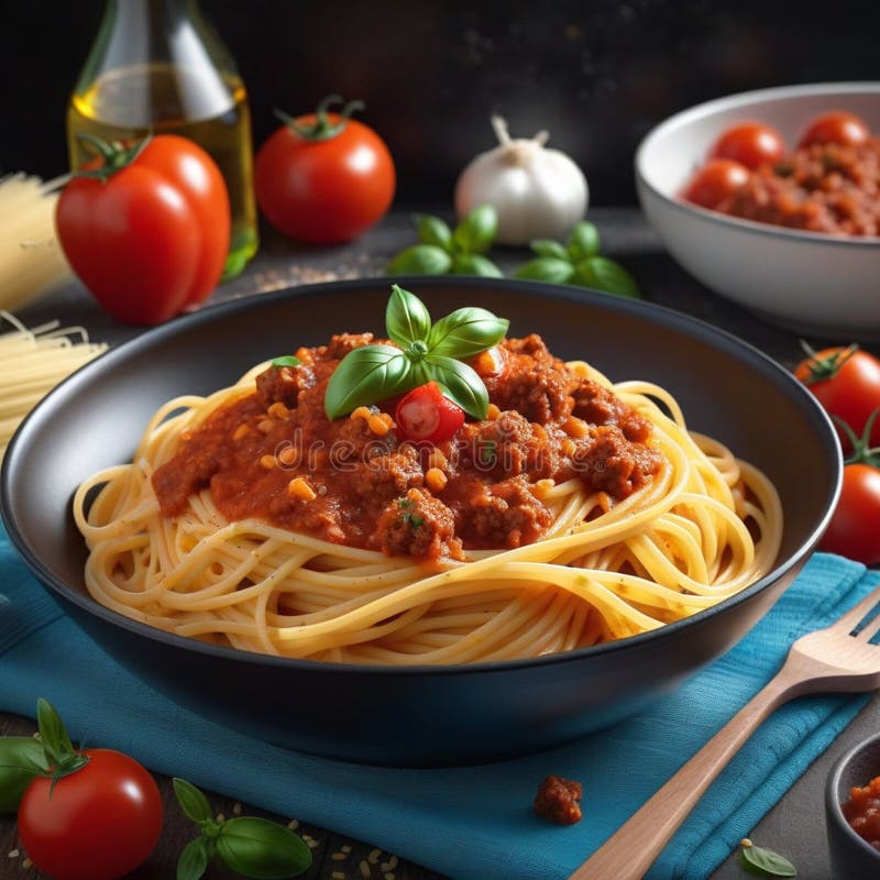 A Realistic Picture of Spaghetti Bolognaise Stock Illustration ...