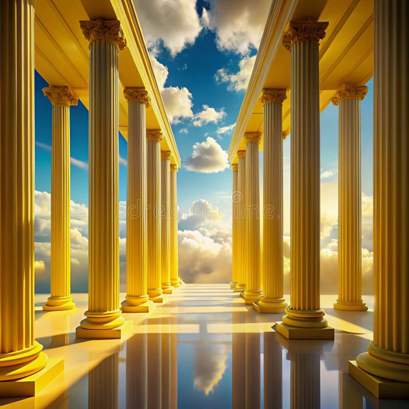 Pillar Wall Background with White Clouds Flying Out the Tunnel ...