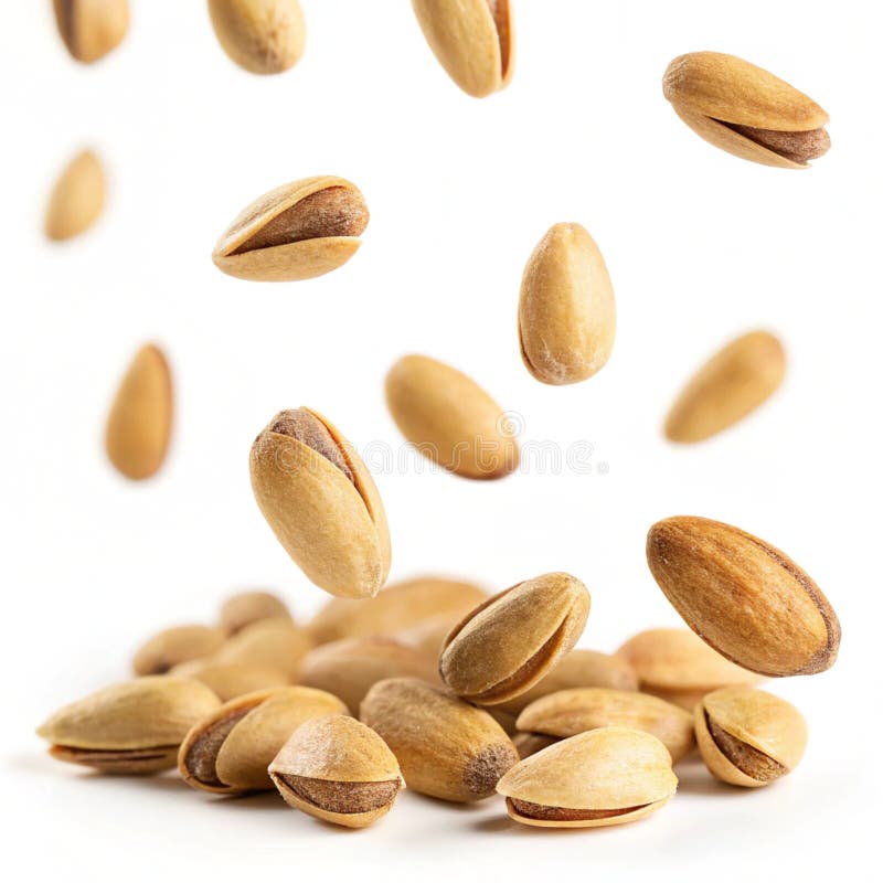 Falling Pine Nuts Realistic Nuts Isolated on White Background Stock ...