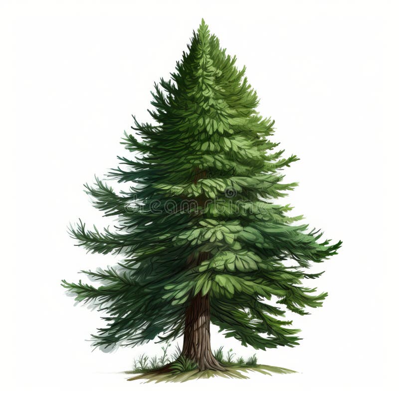 Realistic Pine Tree Drawing Hyper-realistic Illustration of Nature ...