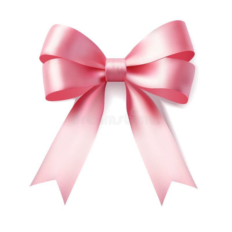 Realistic Pink Bow Ribbon Isolated on White Background. 3D Vector ...