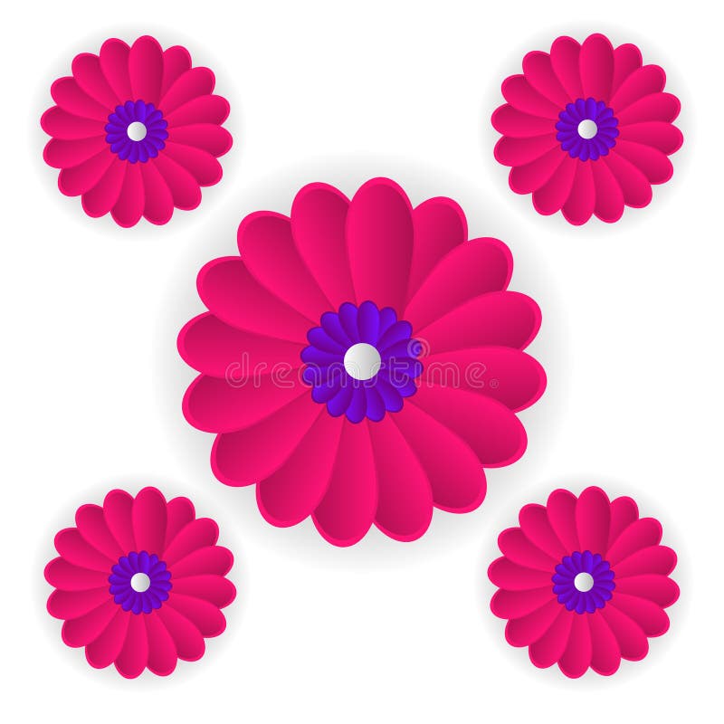 Realistic Flower Design Vector Collection Isolated on White Background ...