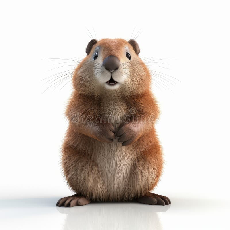 Realistic Pixar-style Beaver on White Background in 8k Uhd Stock ...