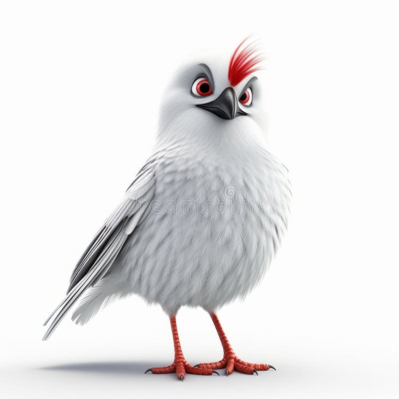 Realistic Pixar-style Bird on White Background in 8k Uhd Stock ...