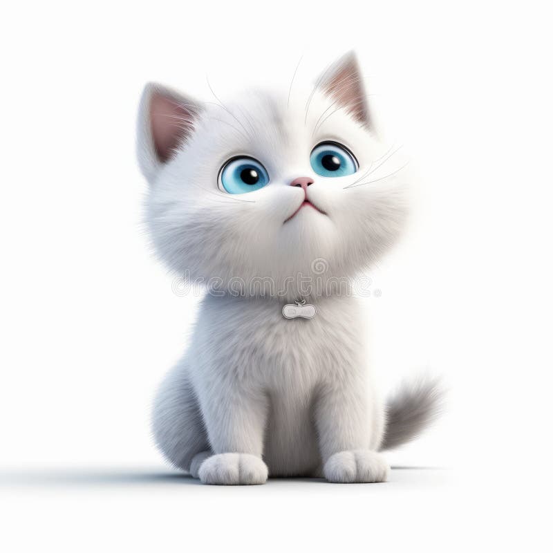 Realistic Pixar-style Cat on White Background in 8k Uhd Stock ...