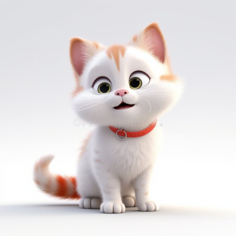 Realistic Pixar-style Cat on White Background in 8k Uhd Stock ...