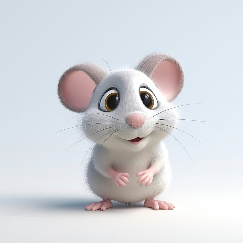 Realistic Pixar-style Mouse in 8k Uhd on White Background Stock ...