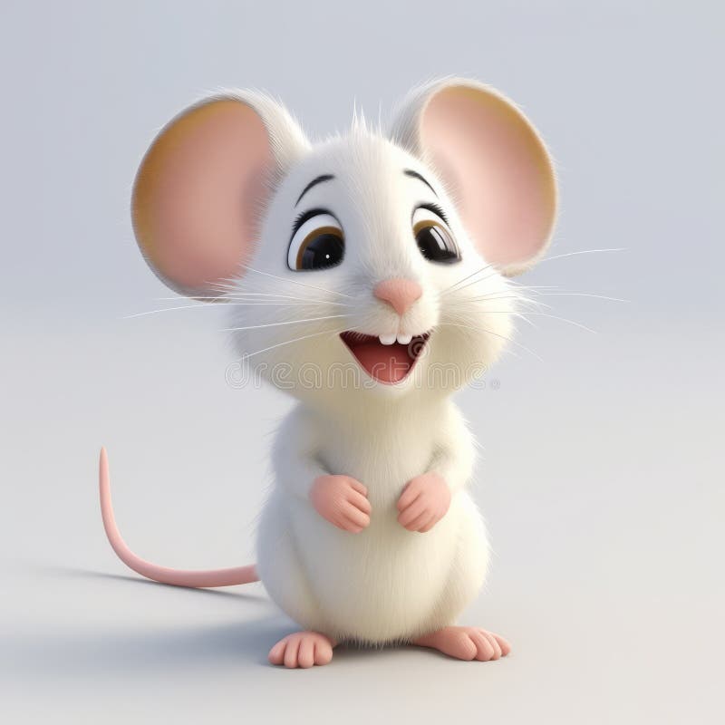 Realistic Pixar-style Mouse on White Background in 8k Uhd Stock ...