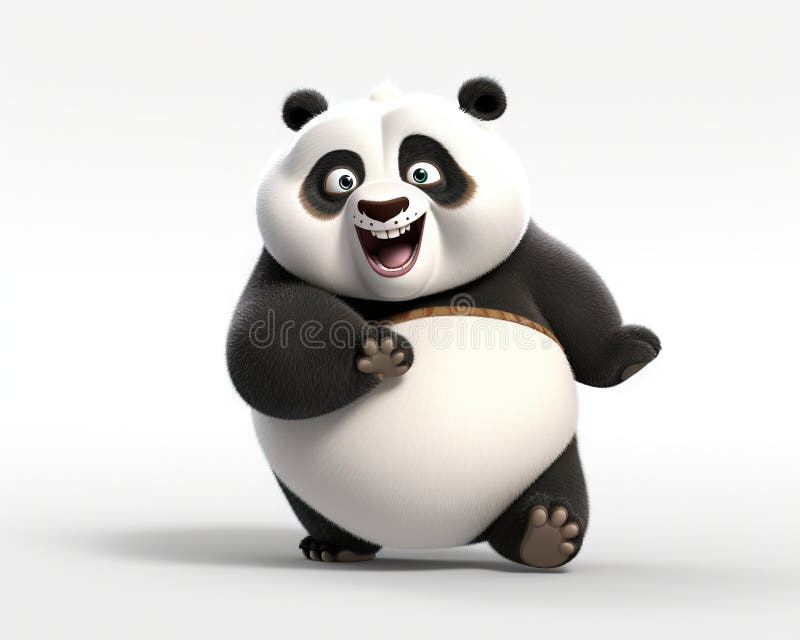 Realistic Pixar-style Panda on a White Background. Stock Illustration ...
