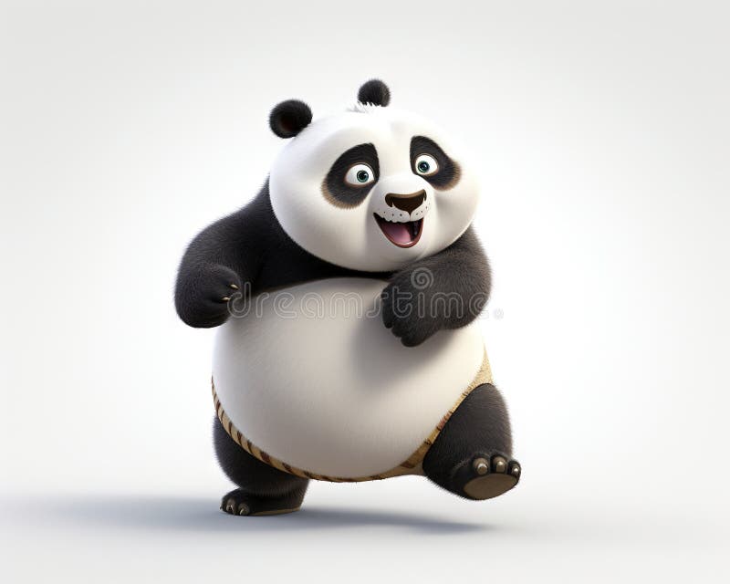 Realistic Pixar-style Panda on a White Background. Stock Illustration ...