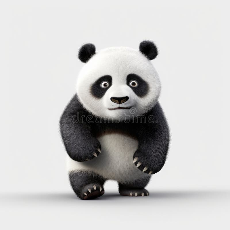 Realistic Pixar-style Panda on White Background in 8k Uhd Stock ...