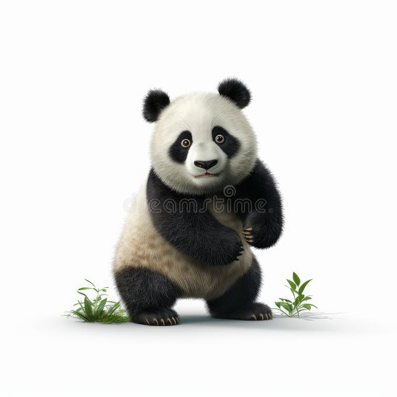 Realistic Pixar-style Panda on White Background in 8k Uhd Stock ...