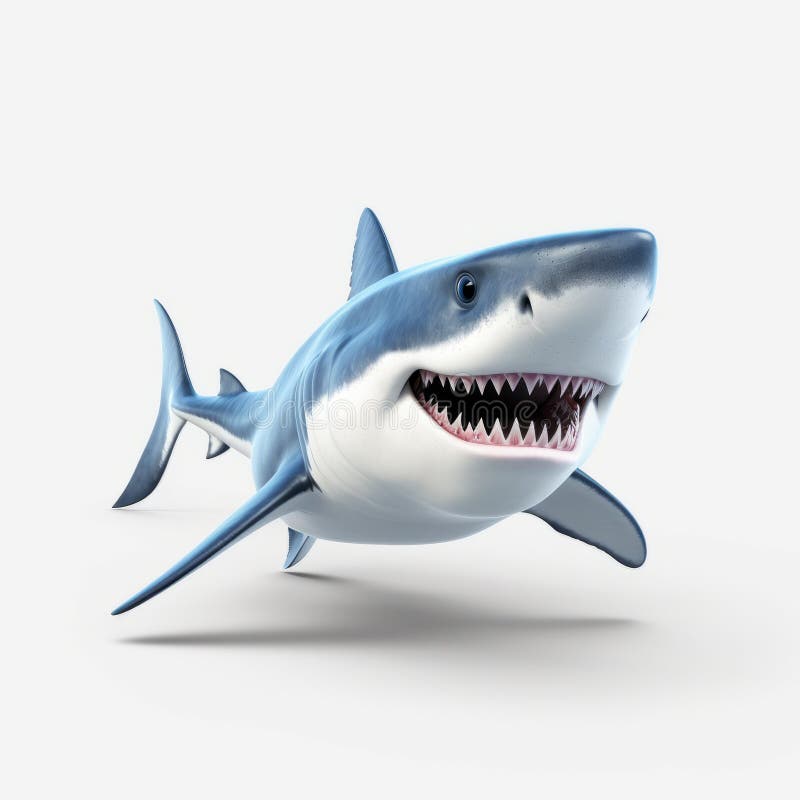 Realistic Pixar-style Shark on White Background in 8k Uhd Stock ...