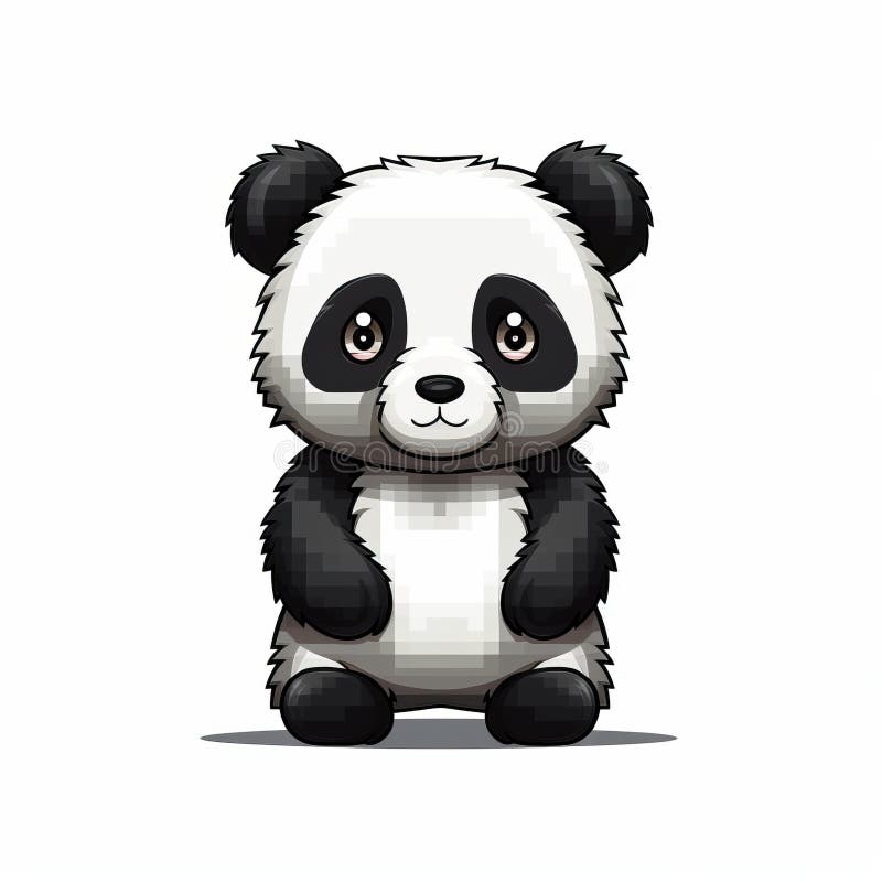 Realistic Pixel Panda Illustration Design with Distinctive Character ...